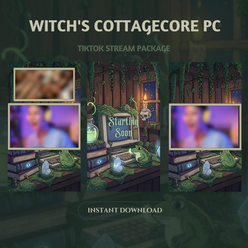 Witch’s Cottagecore PC Animated Tiktok Stream Overlays,cozy Witchy ...