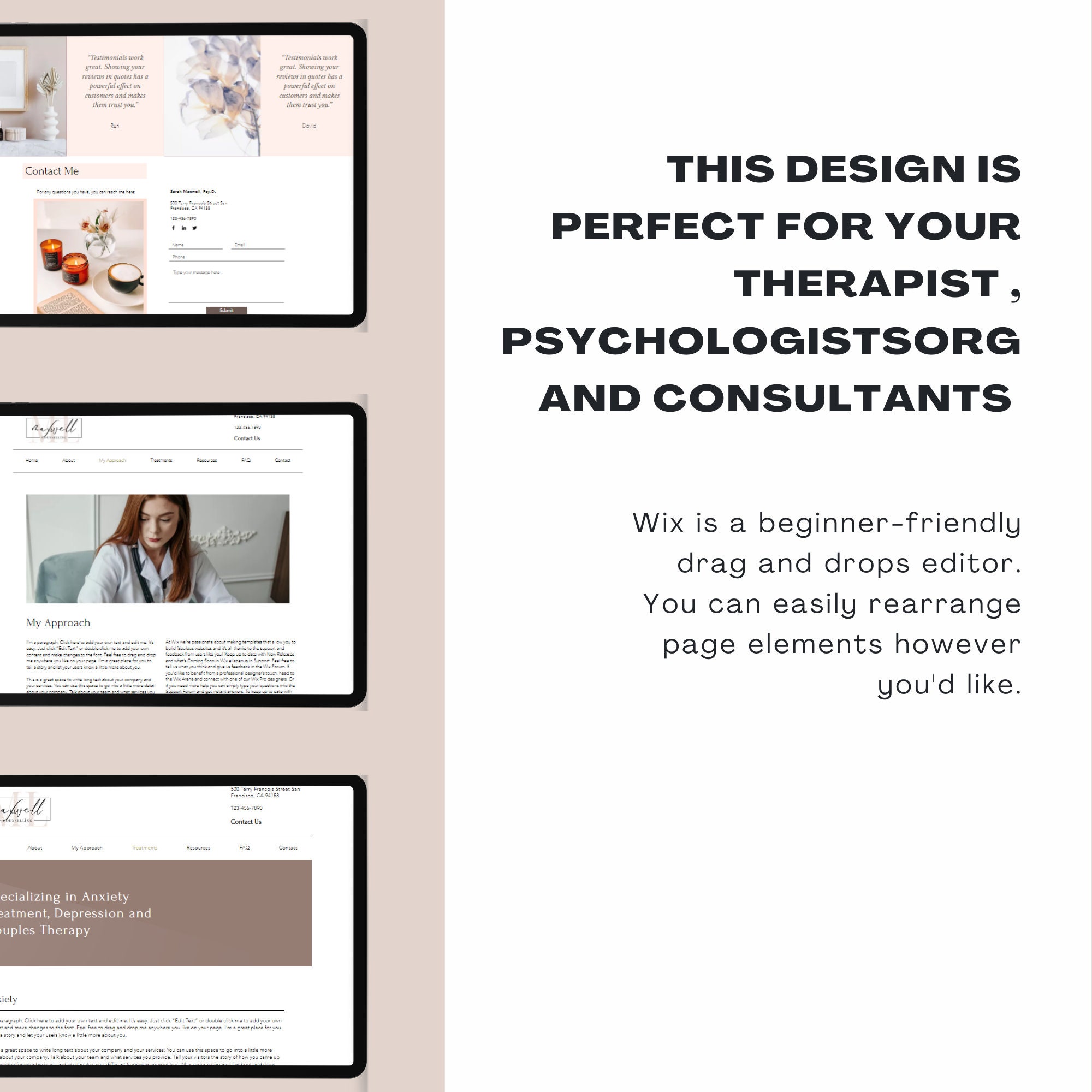Therapy Wix Website Template Design for Psychotherapists and - Etsy UK