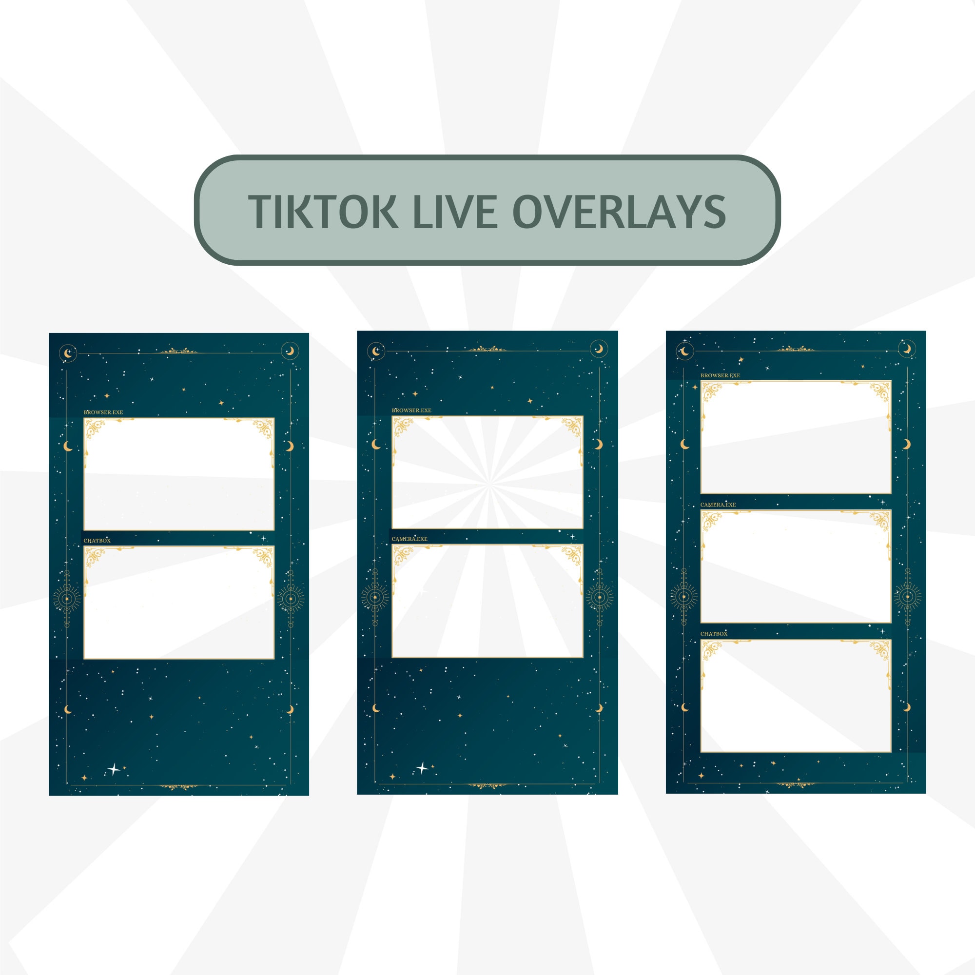 Animated Tiktok Live Overlays,green Cute Tiktok Stream,celestial Night ...
