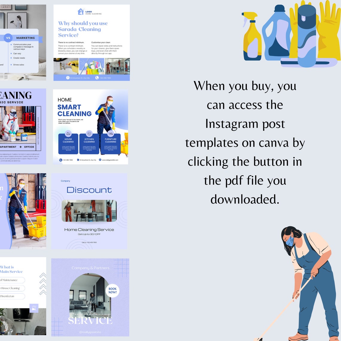Cleaning Business Instagram Post Templatesprofessional - Etsy