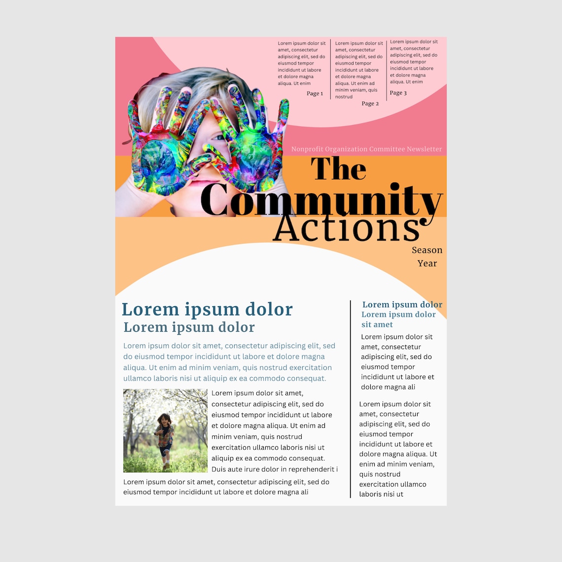 Colorful Nonprofit Newsletter Editable Template3-page Letter - Etsy