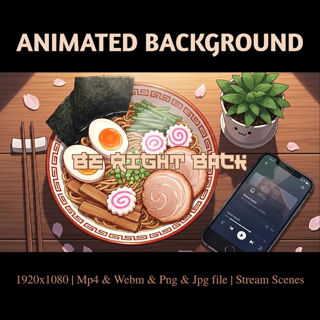 Animated Lofi Ramen Lunch Stream Overlay: Chill Japanese Dinner Twitch ...