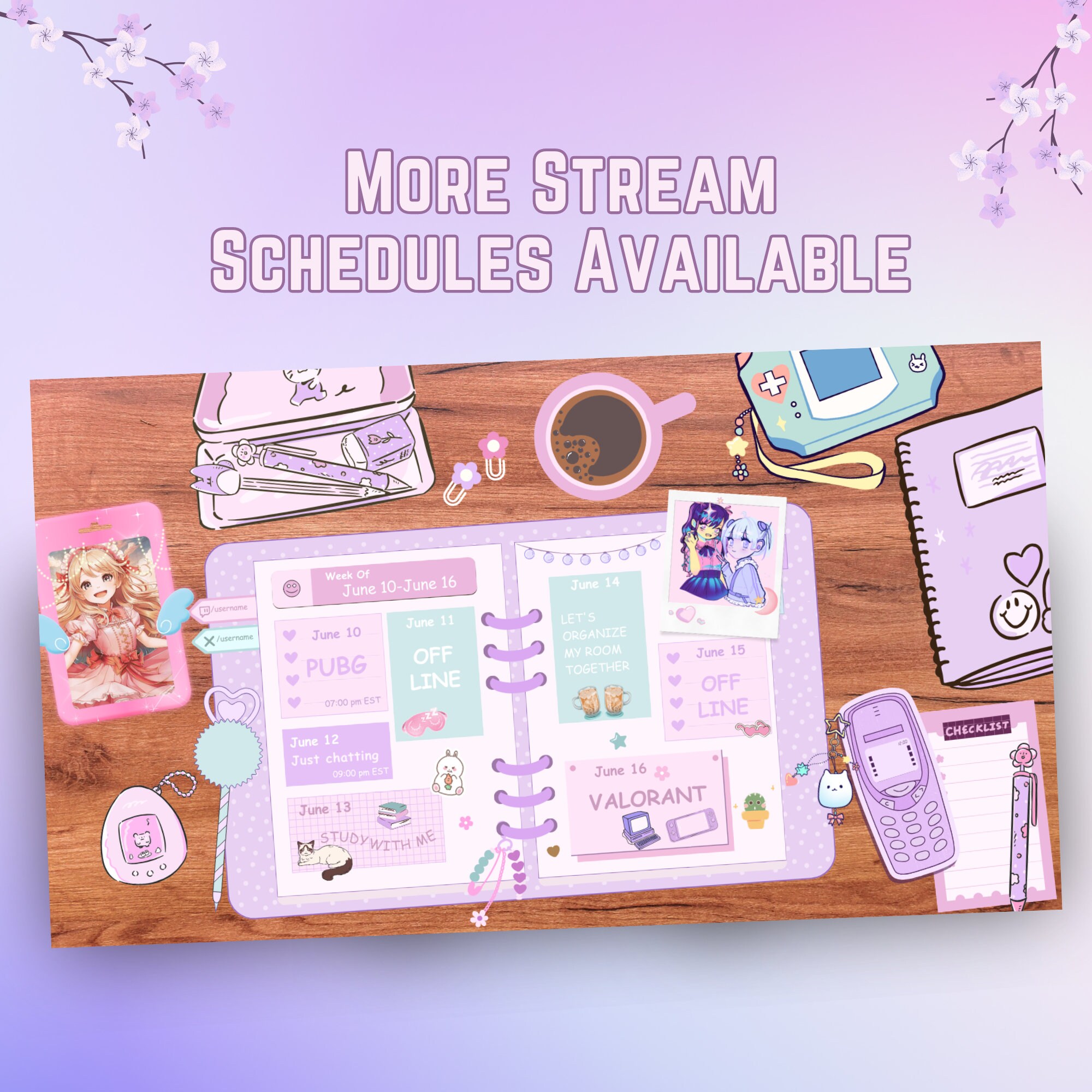 Kawaii Anime Stream Schedule Template: Cozy Weekly Notebook (canva ...
