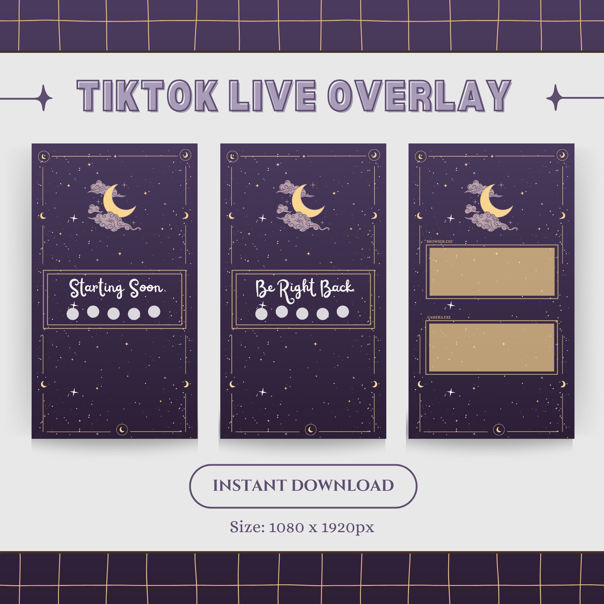 Animated Tiktok Live Overlays,cute Tiktok Stream,celestial Night Tiktok Stream Aesthetic,cute ...