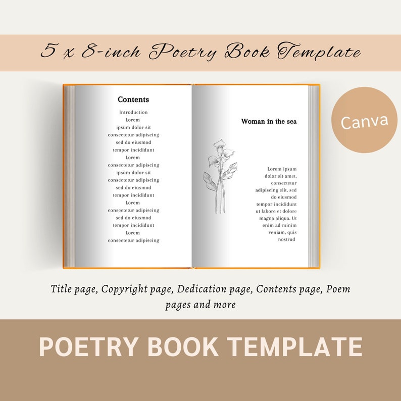 5x8 Poetry Book Template: Minimalist Self-publishing (canva Editable ...