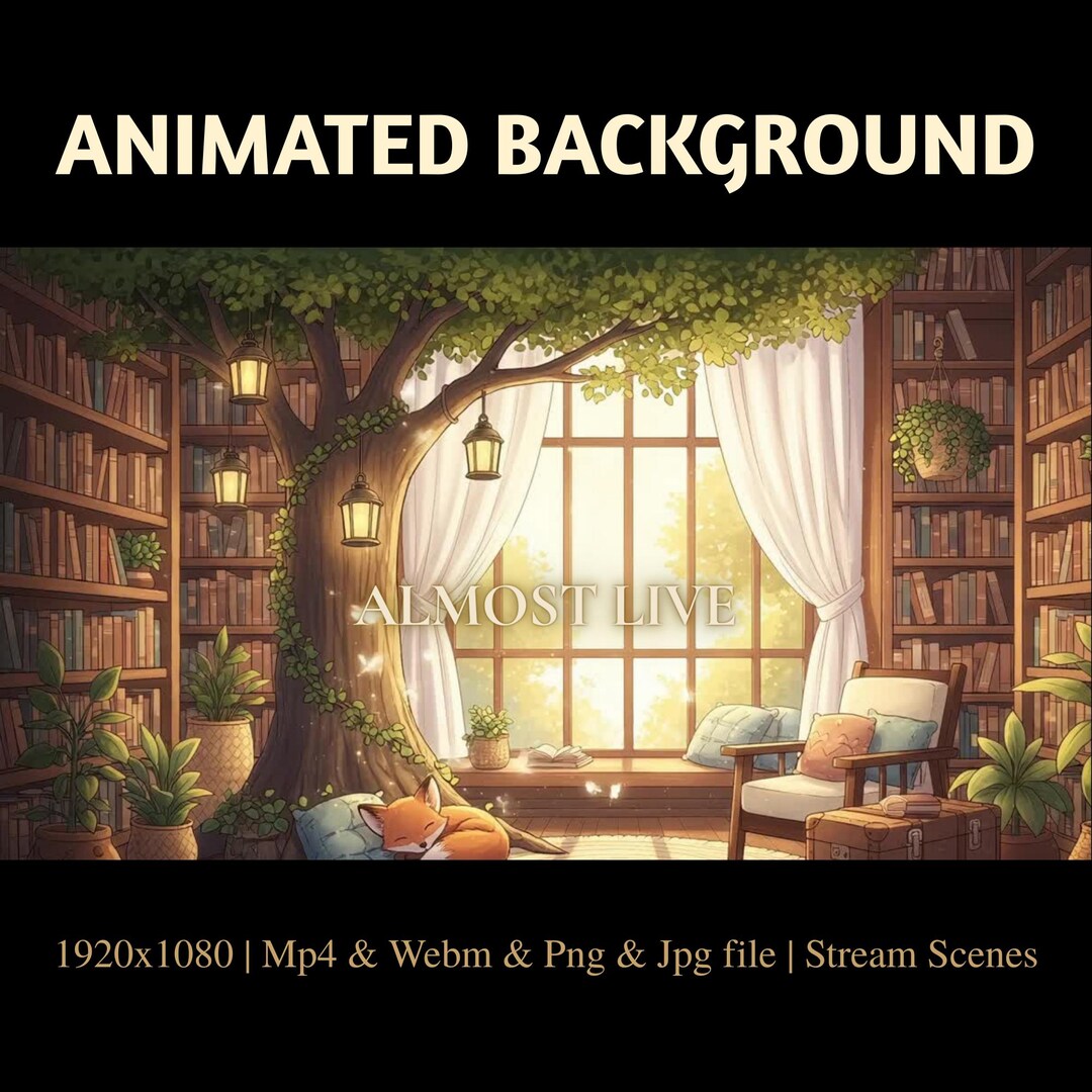 Cozy Forest Library Animated Stream Overlay: Magical Reading Room ...