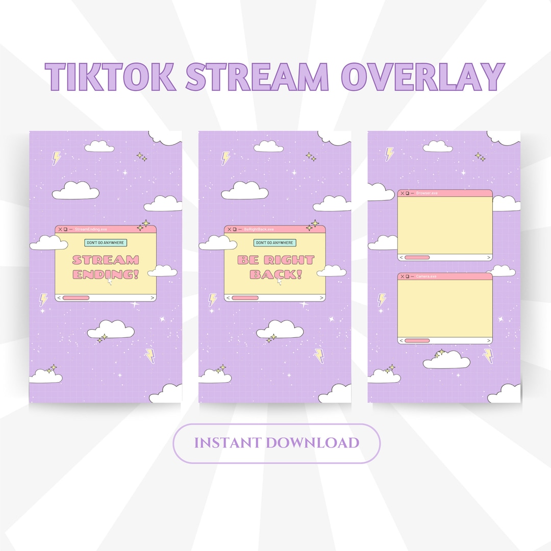 Animated Tiktok Live Overlays,purple Retro Tiktok Stream,yellow Gamer ...