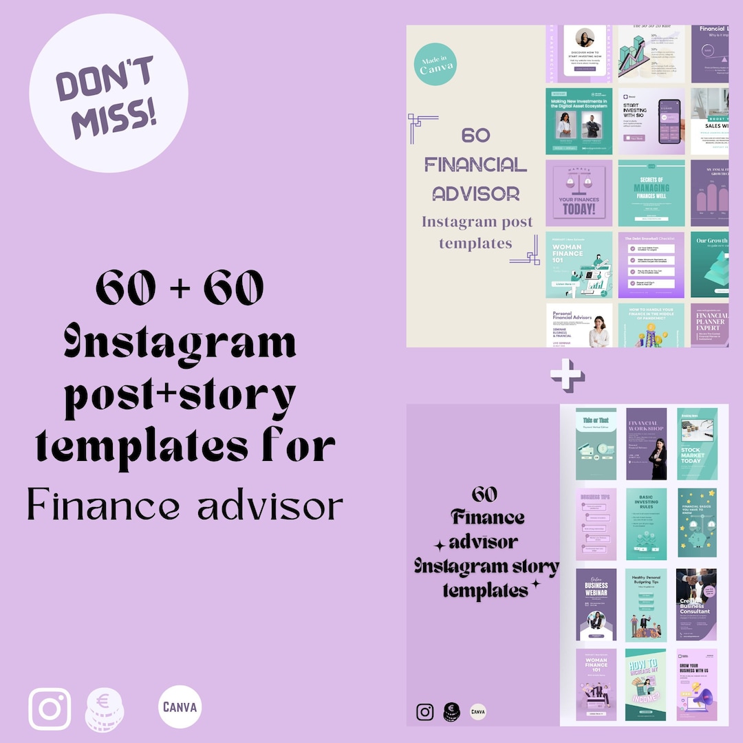 Financial Advisor Social Media Bundle Templates,financial Coach Post ...