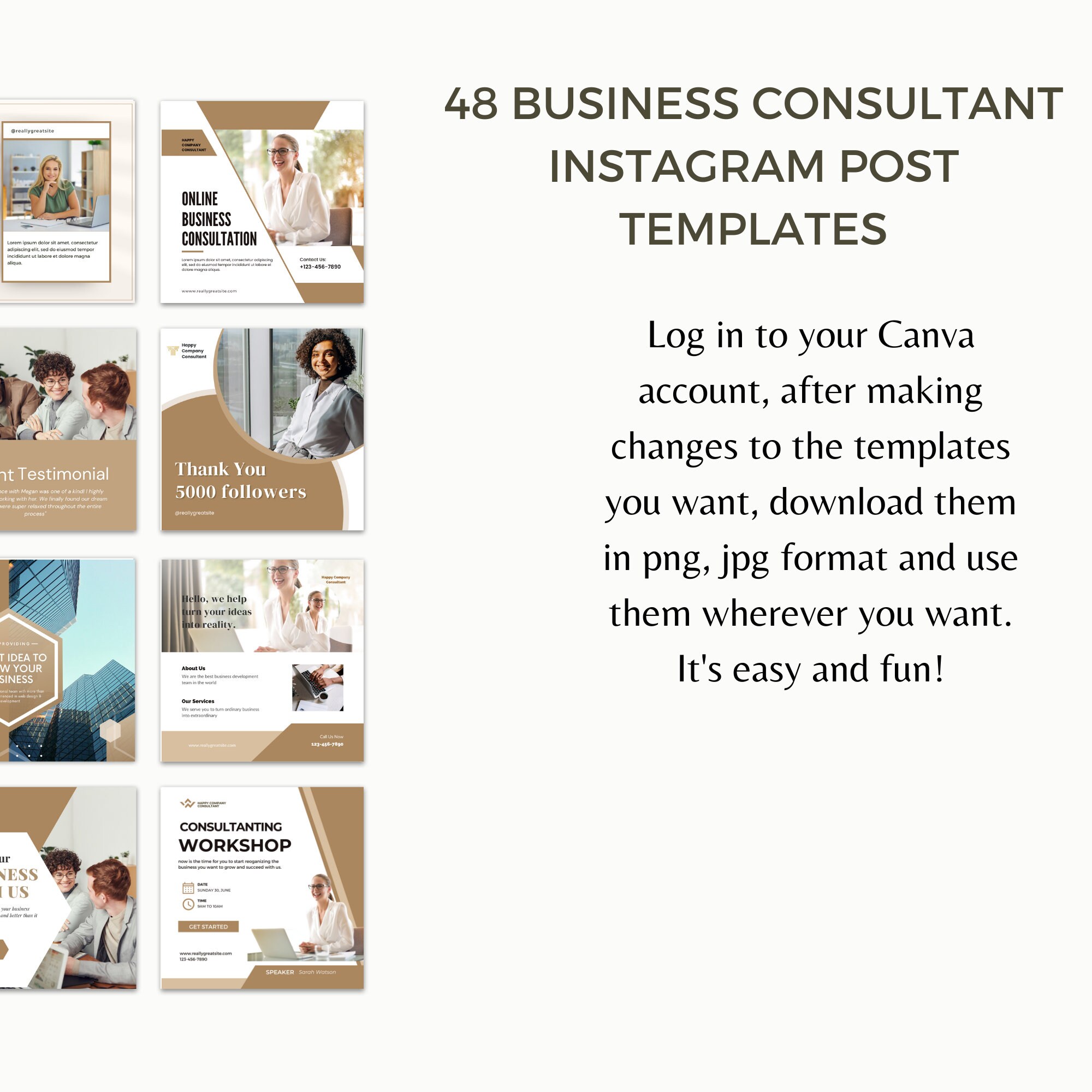 Business Consulting Instagram Post Templates: Editable Canva Design ...