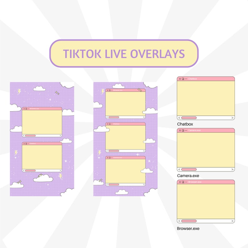 Animated Tiktok Live Overlays,purple Retro Tiktok Stream,yellow Gamer ...