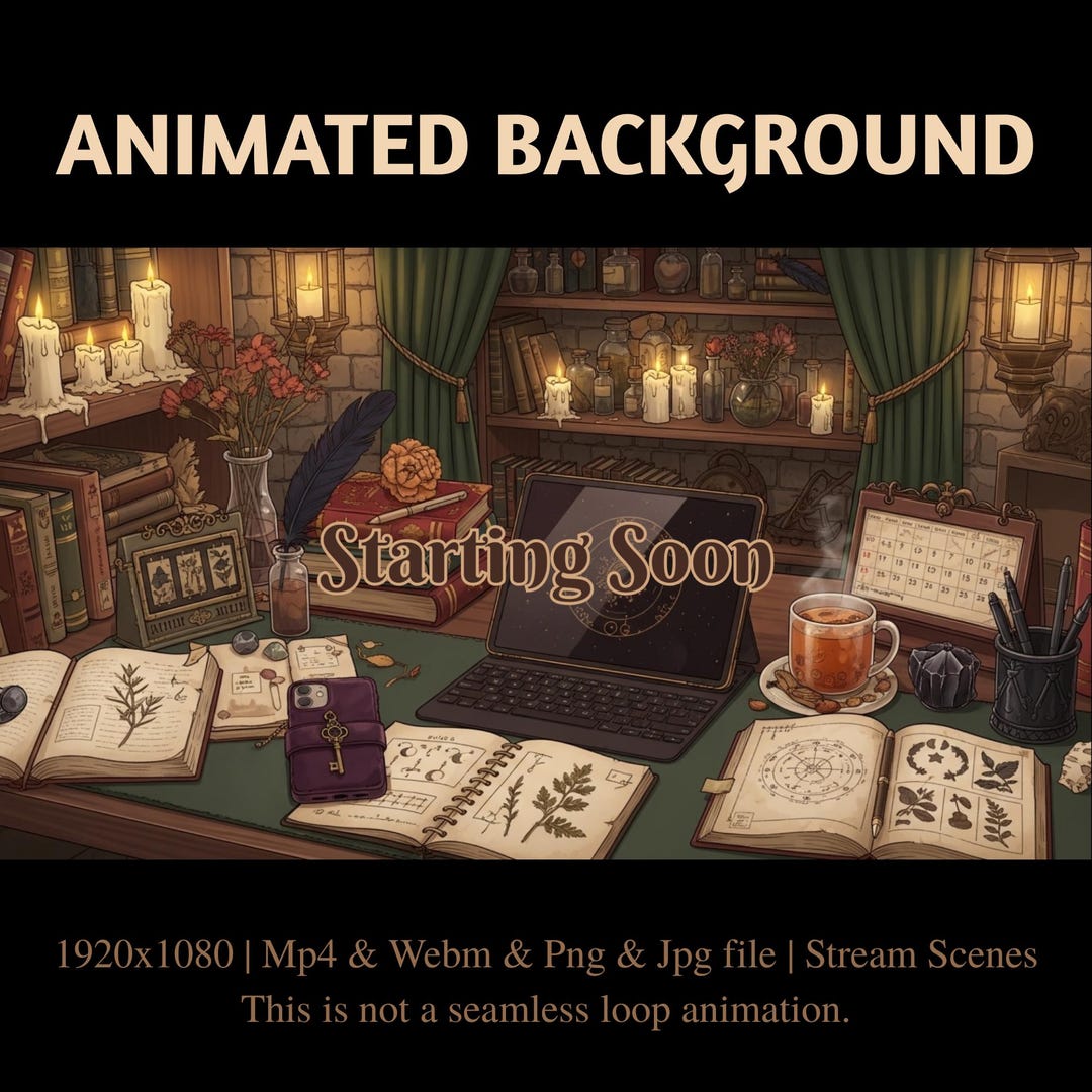 Animated Witchy Herbal Study Desk Stream Overlay: Cottagecore Magic ...