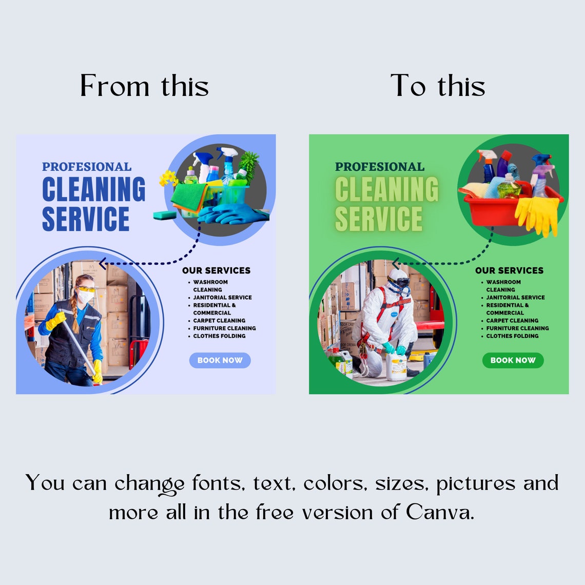 Cleaning Business Instagram Post Templatesprofessional - Etsy