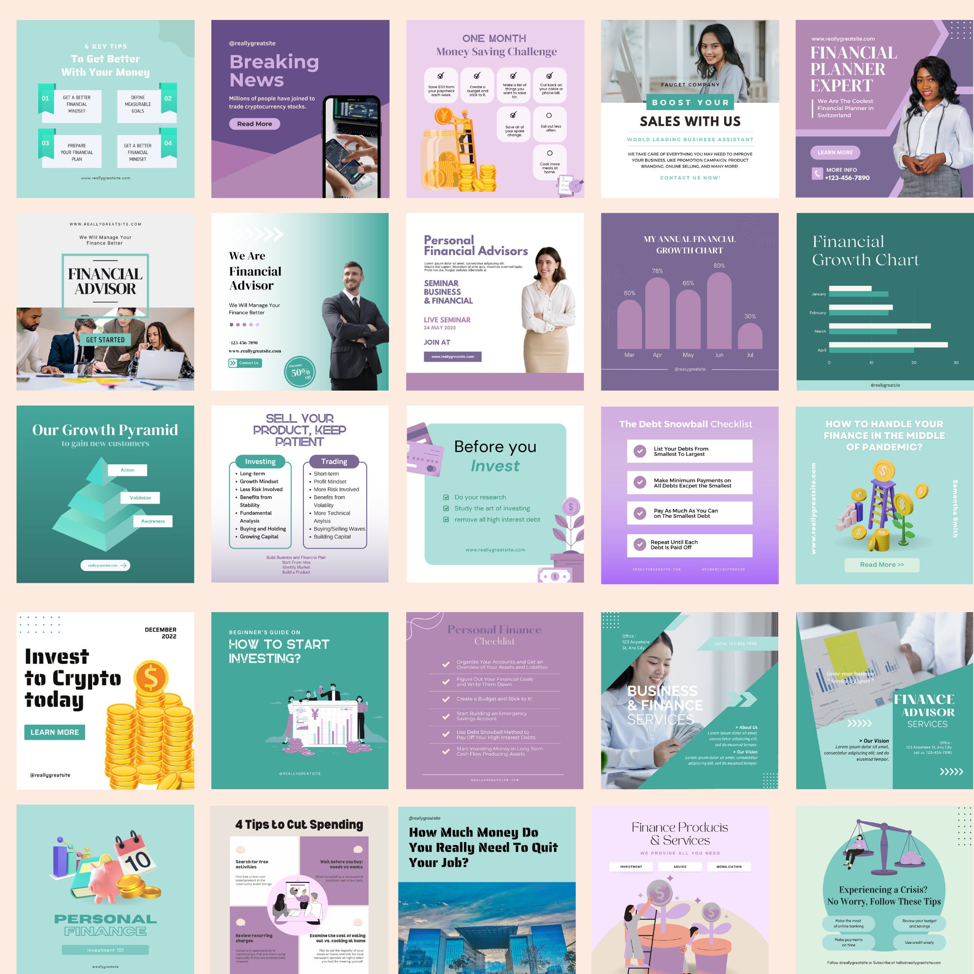 Finance Advisor Instagram Post Templatesfinancial Coach - Etsy