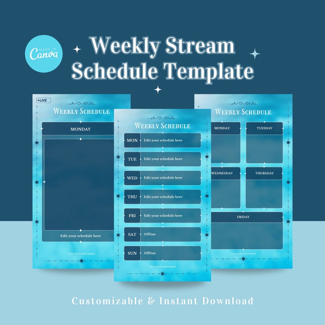 Dark Blue Bubble Weekly Story Stream Schedule,editable Modern Phone ...