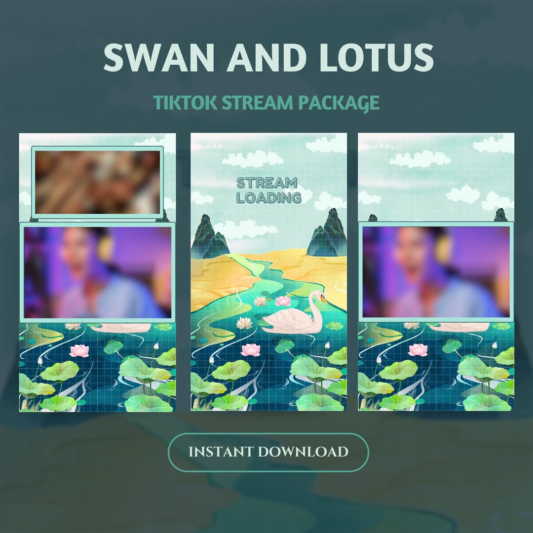 Swan and Lotus Plant Tiktok Live Overlay,elegant Swan Tiktok,cute ...