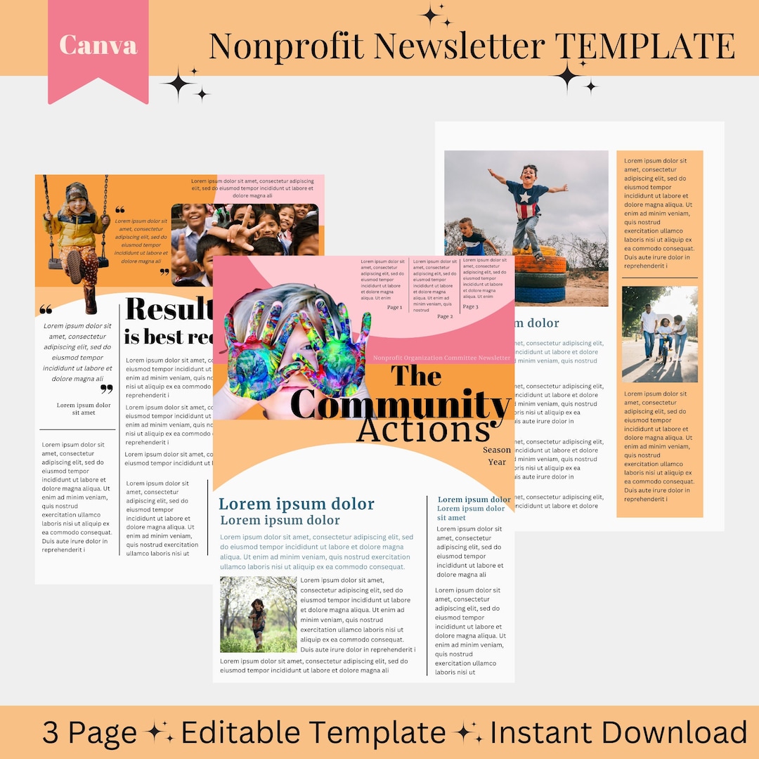 Colorful Nonprofit Newsletter Editable Template,3-page Letter Size ...