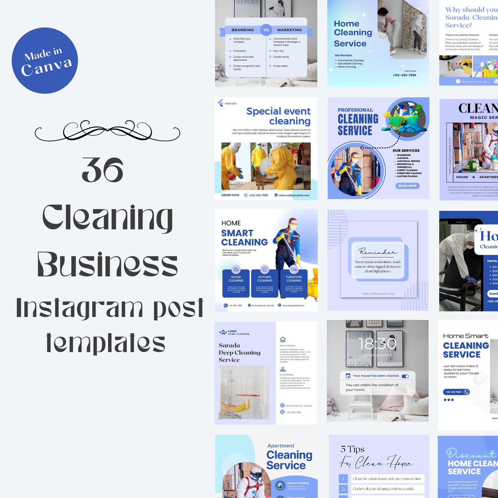 Cleaning Business Instagram Post Templatesprofessional - Etsy