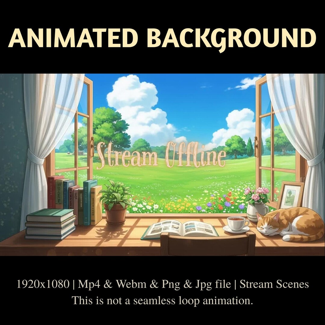Sunny Meadow Study Animated Stream Overlay: Cozy Nature Desk Twitch ...