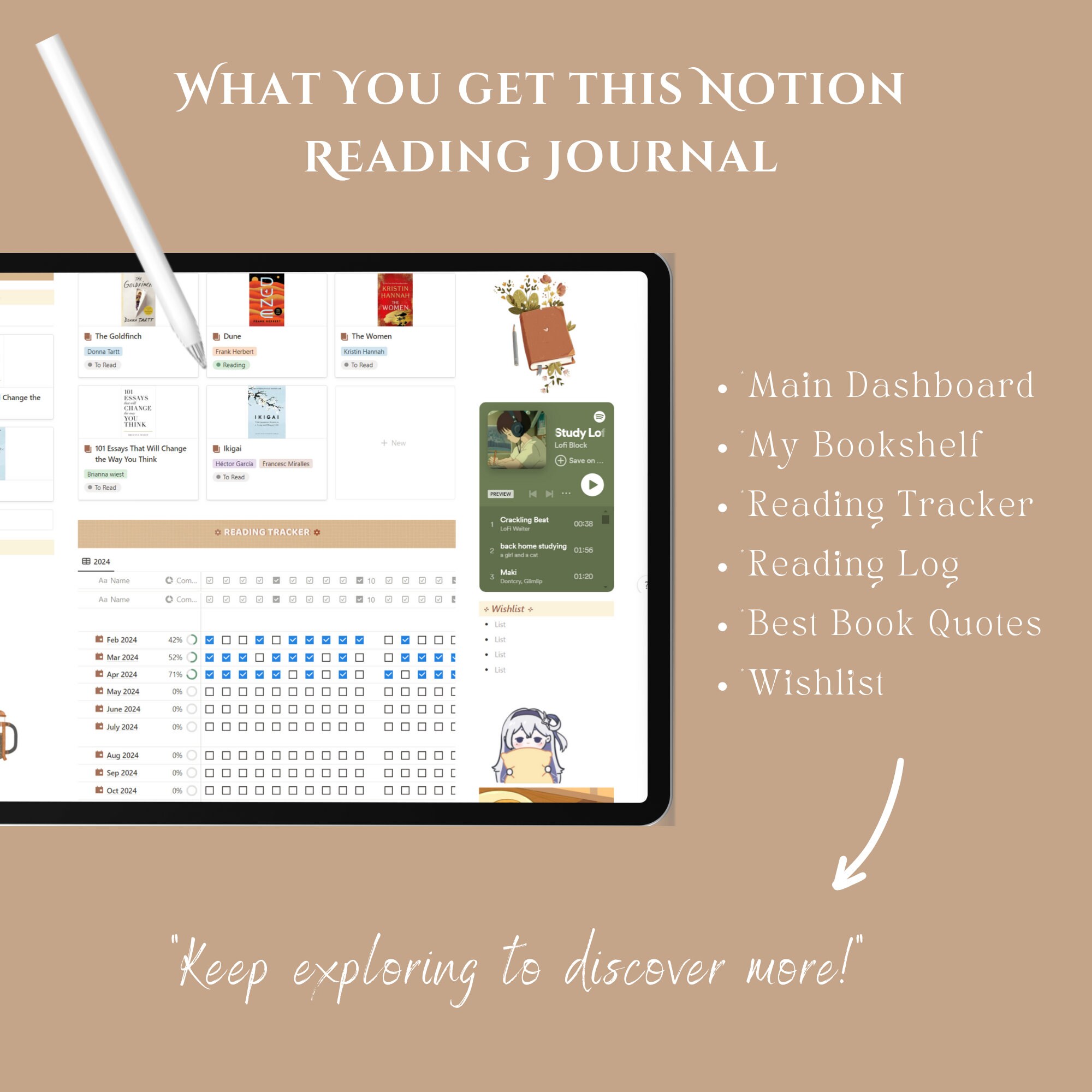 Reading Journal Notion Template,cute Book Tracker Notion Template,cozy Notion Dashboard for ...