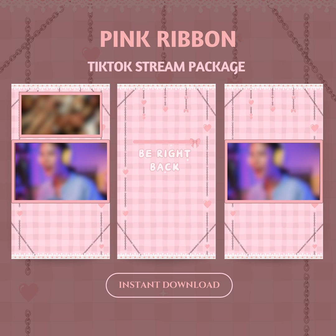 Pink Ribbon Stream Overlay Package: Animated Gothic Lofi Scenes ...