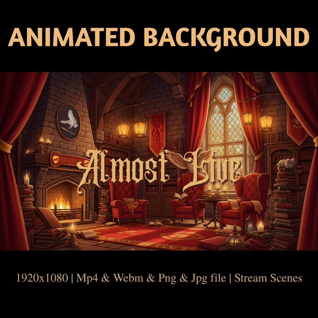 Animated Wizard Study Stream Overlay: Twitch, Youtube, Kick (digital ...