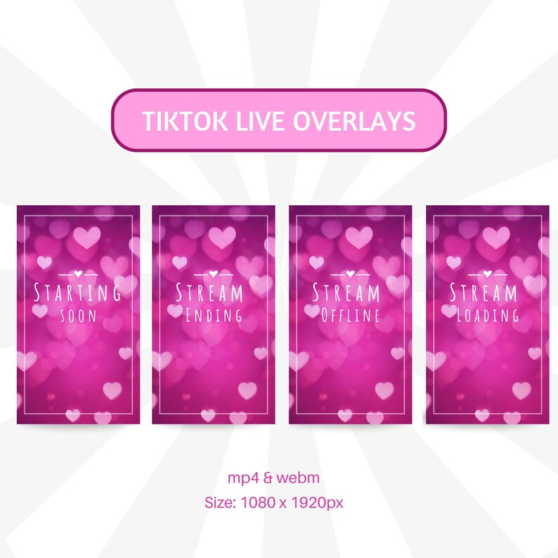 Pink Hearts Tiktok Stream Overlay Package: Animated Valentine Scene ...