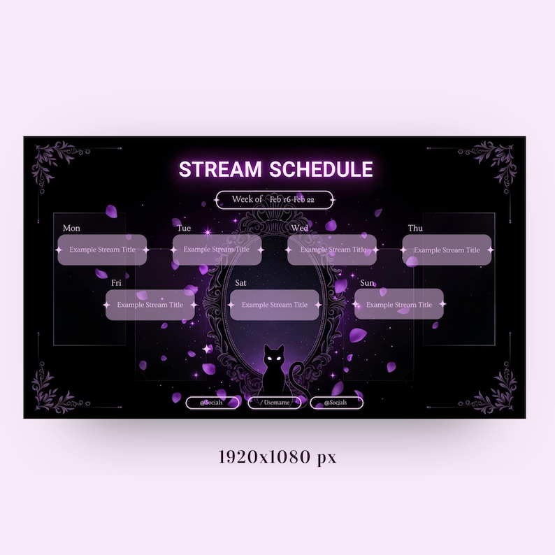 Elegant Purple Mirror With Mystic Cat Stream Schedule,gothic Witchy ...