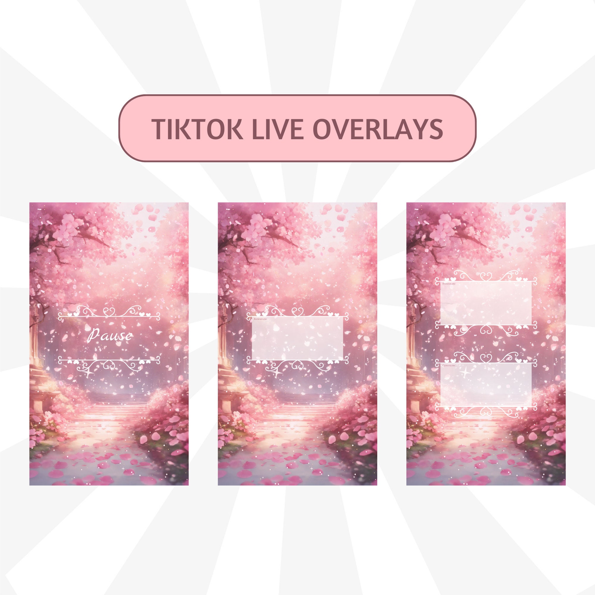 Animated Tiktok Live Overlays,cherry Blassom Tiktok Stream,celestial Pink Tiktok Stream ...