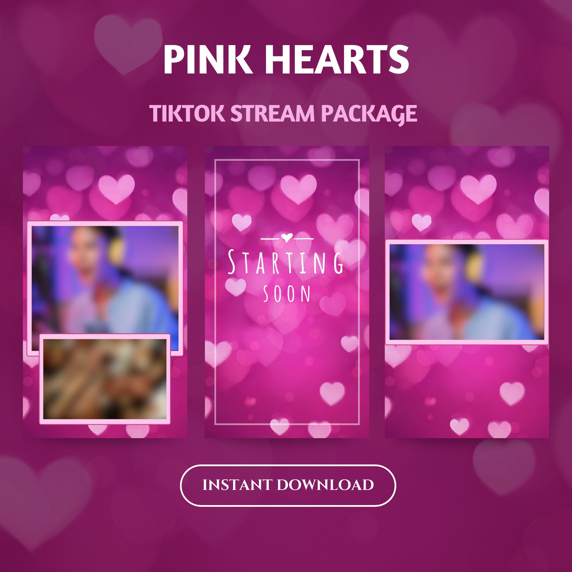 Pink Hearts Tiktok Stream Overlay Package: Animated Valentine Scene ...