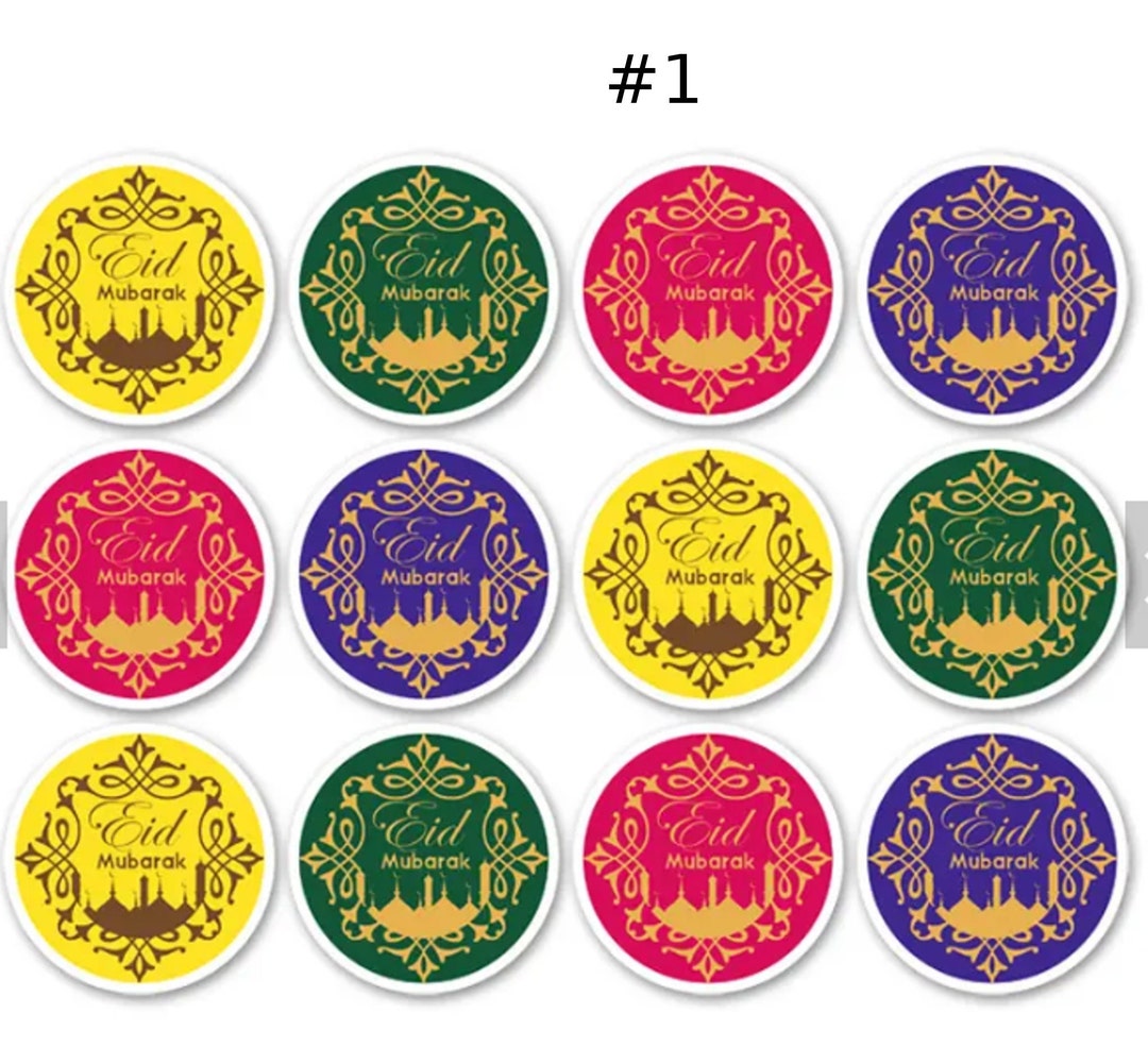 SET of 24 Eid Mubarak Stickers Black and Gold Eid Stickers Eid Labels ...