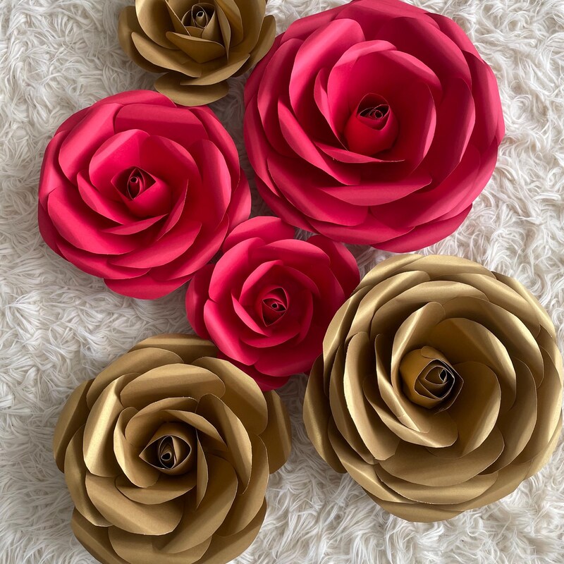 Gold Paper Flowers - Etsy