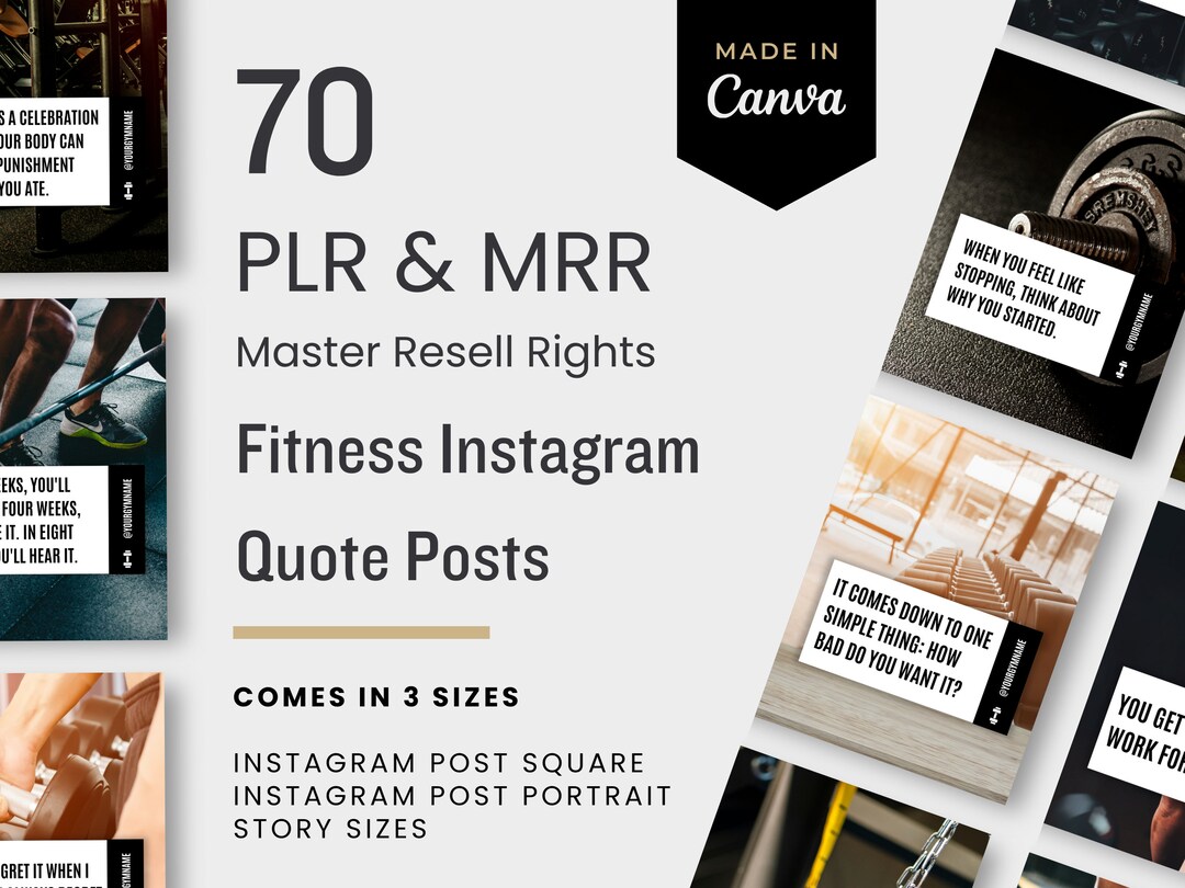 Master Resell Rights 70 Motivational Fitness Quotes Instagram Canva ...
