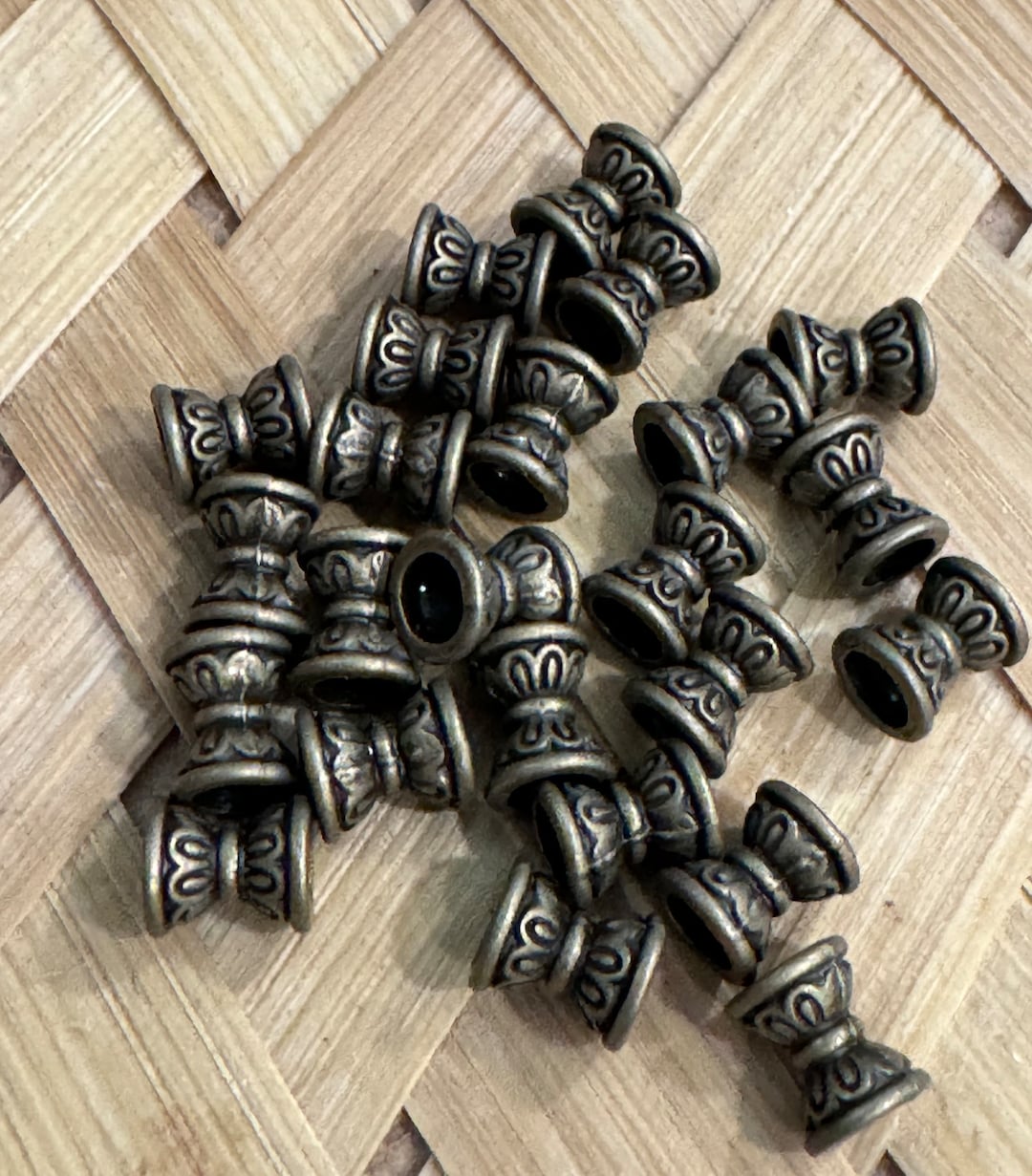 25 Metal Spacer Beads Antique Brass Plated Spacers Beads Caps Tibetan ...