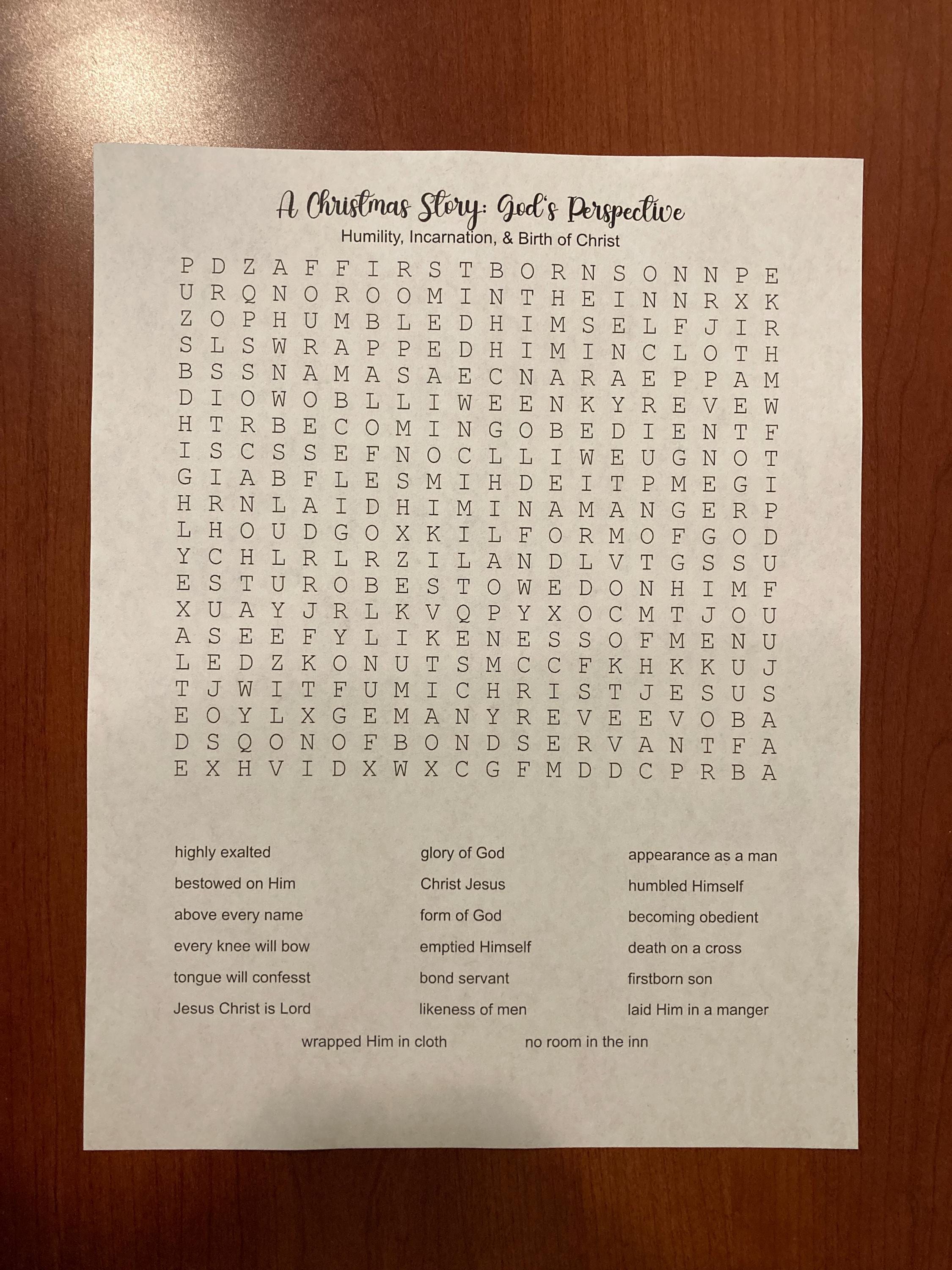 Bible Word Search Puzzle – A Christmas Story: God’s Perspective | Adult ...