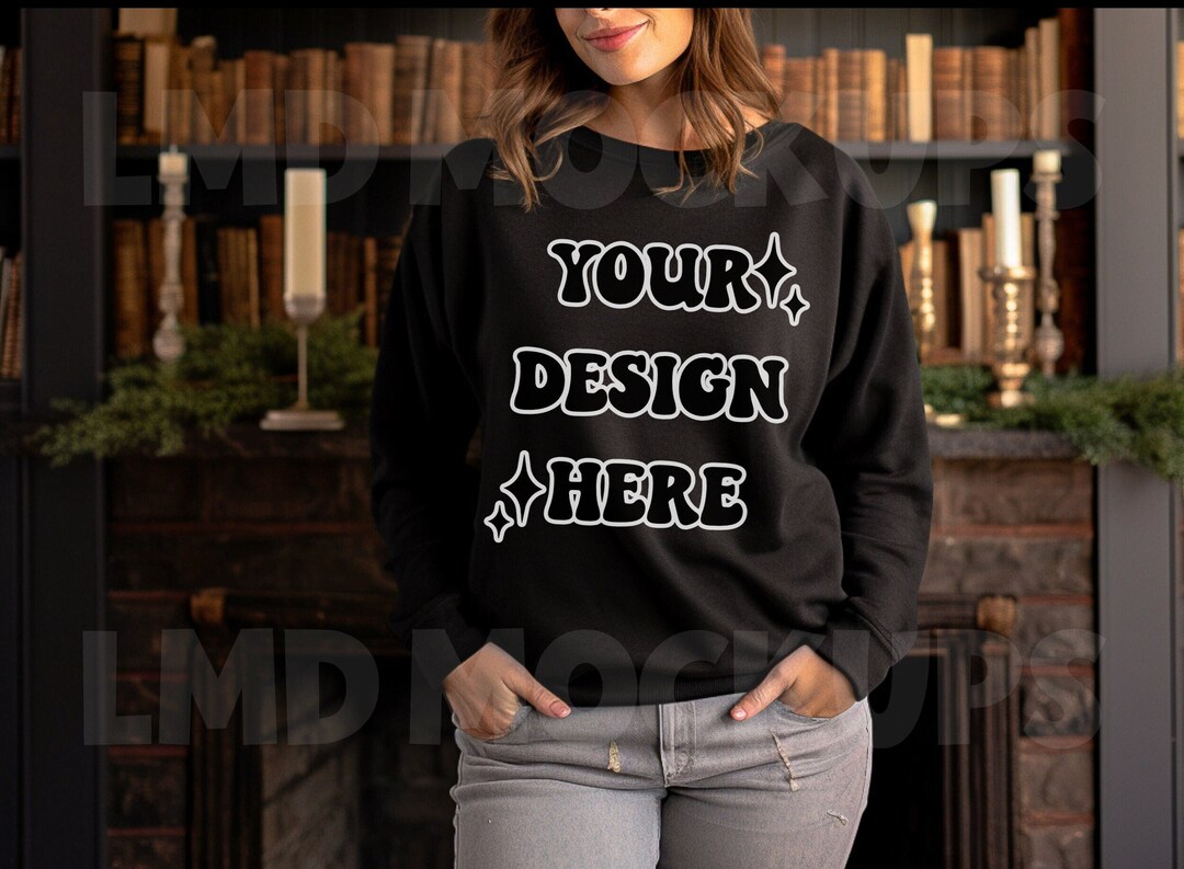 Gildan 18000 Black Mockup|black Reading Sweatshirt Mockup|black Shirt ...
