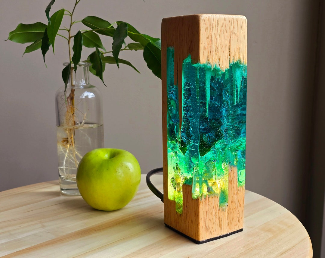 Resin Lamp, Table Lamp, Resin Night Light, Epoxy Lamp, Wood Resin Lamp ...