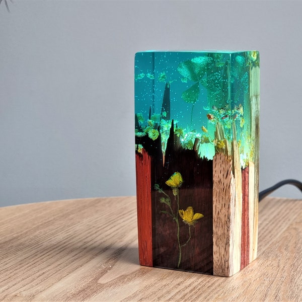 Wood Resin Lamp - Etsy