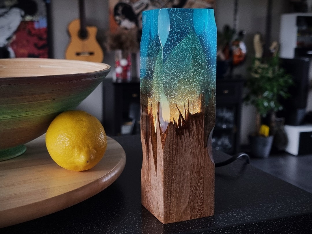 Night Light, Epoxy Wooden Lamp, Resin Lamp, Resin Night Light, Epoxy ...
