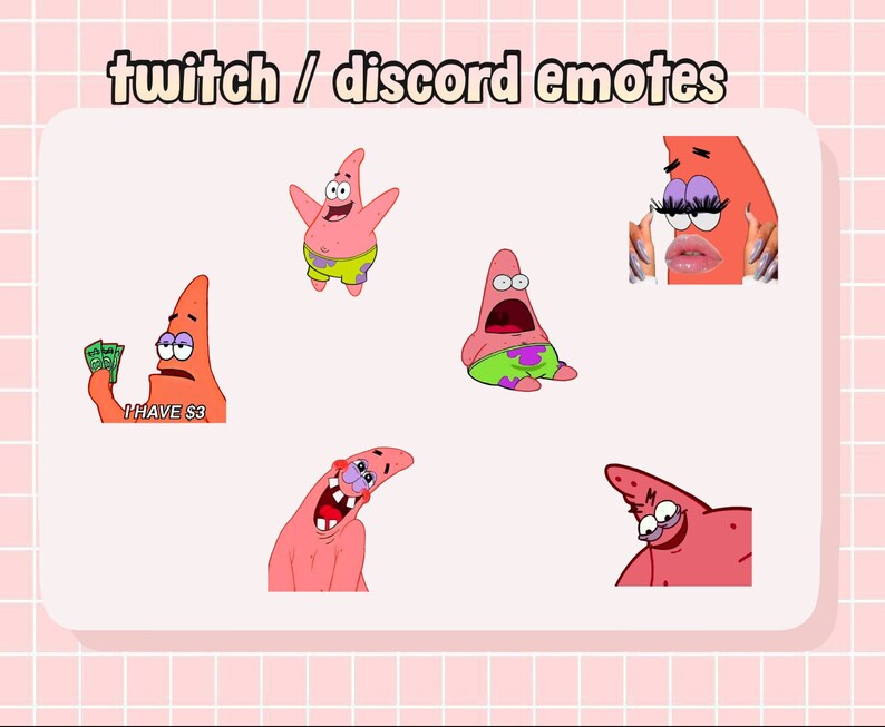 Funny Spongebob Patrick Star Meme Emotes for Twitch / Discord - Etsy ...