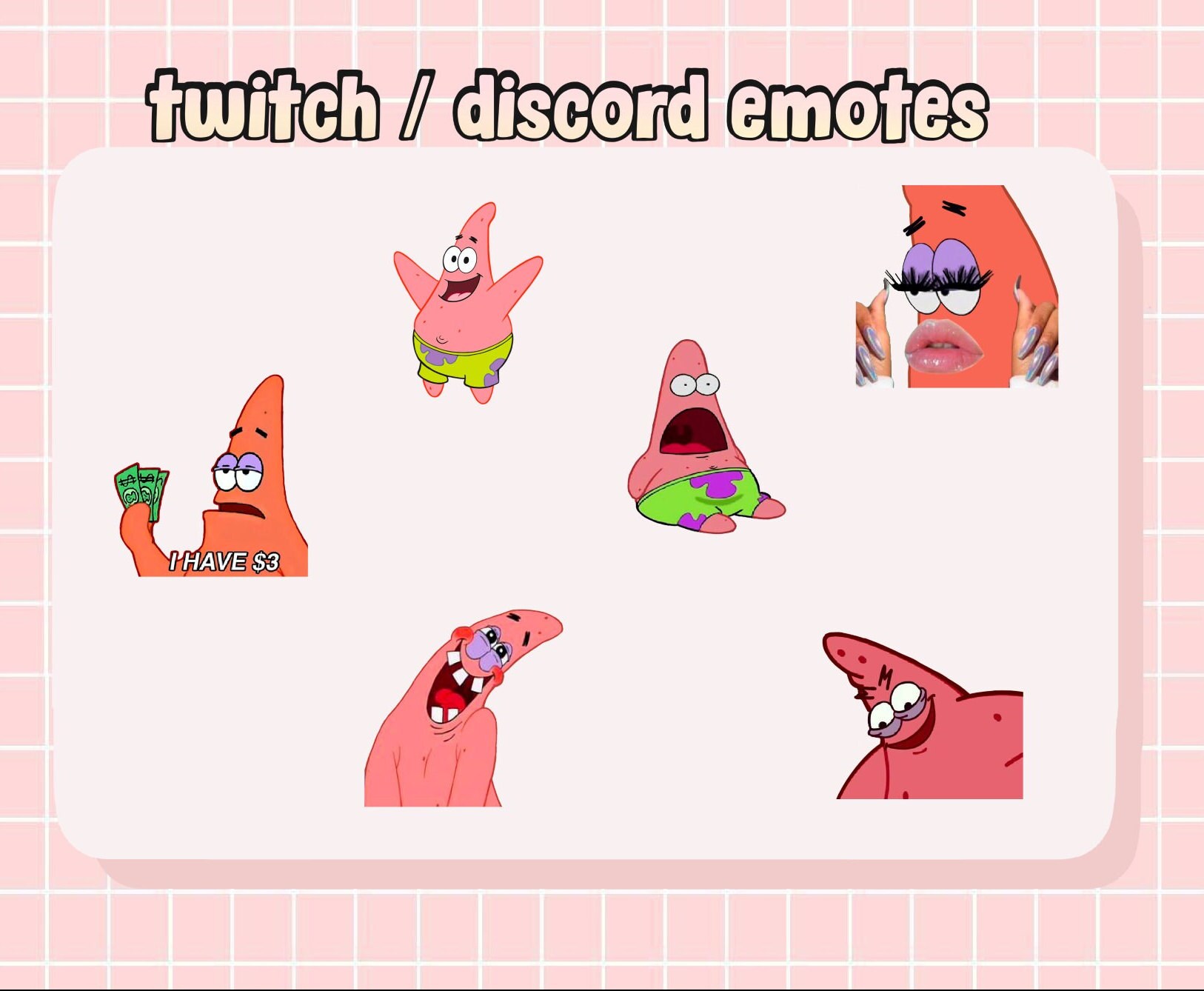 Funny Spongebob Patrick Star Meme Emotes for Twitch / Discord - Etsy ...