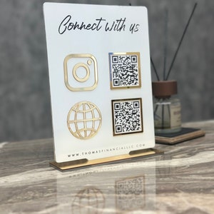 Personalized Acrylic Multi Business Signage With QR Code for Instagram ...