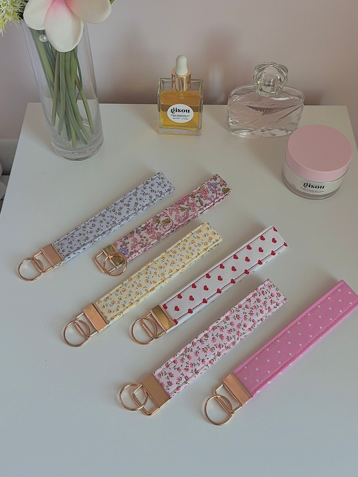 Red Heart Keychain Handmade Keychain Handmade Wristlet Coquette ...