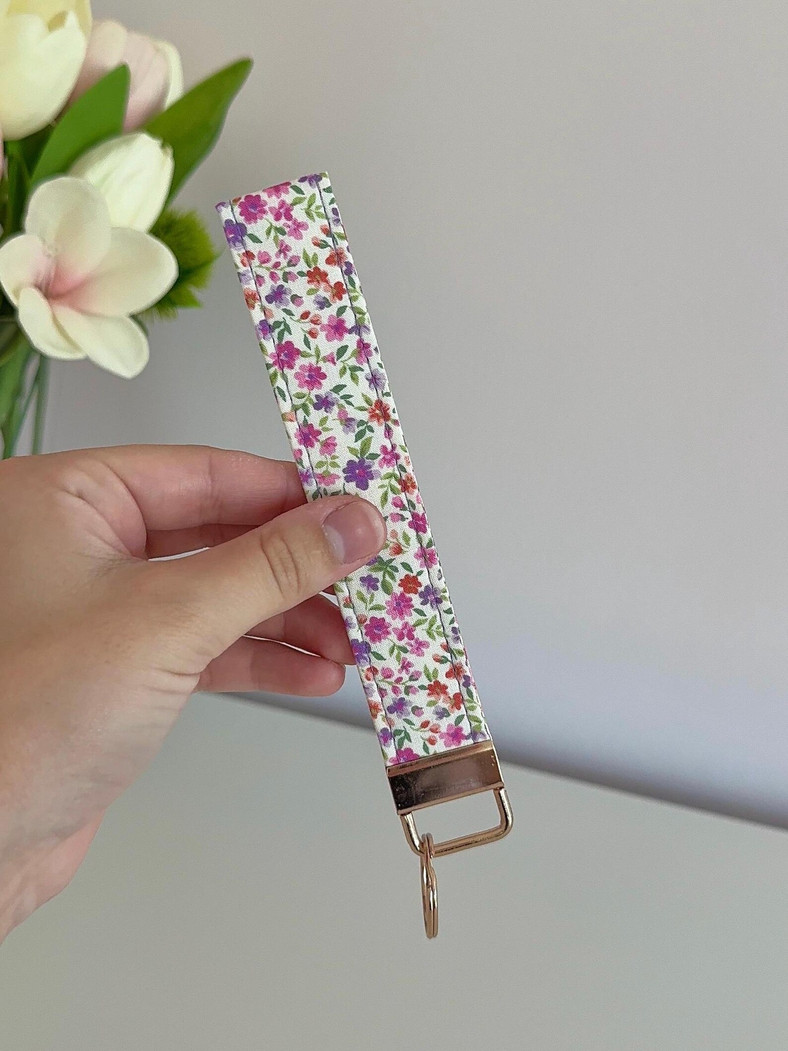 Multi Floral Keychain Handmade Keychain Handmade Wristlet Coquette ...