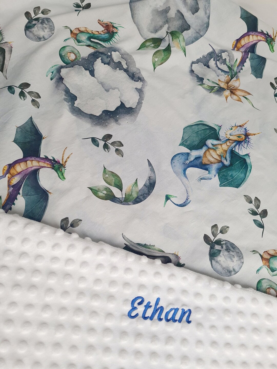 Dragon Minky Baby Blanket, Dragon Nursery Bedding, Dragon Crib Blanket ...