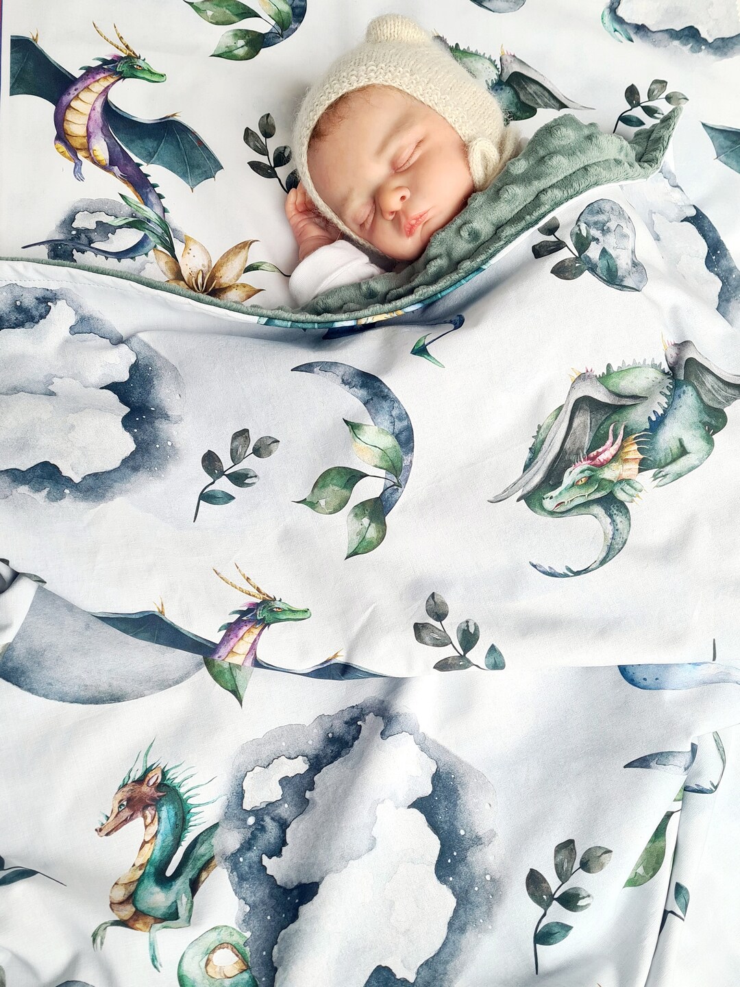 Dragon Minky Baby Blanket, Dragon Nursery Bedding, Dragon Crib Blanket ...