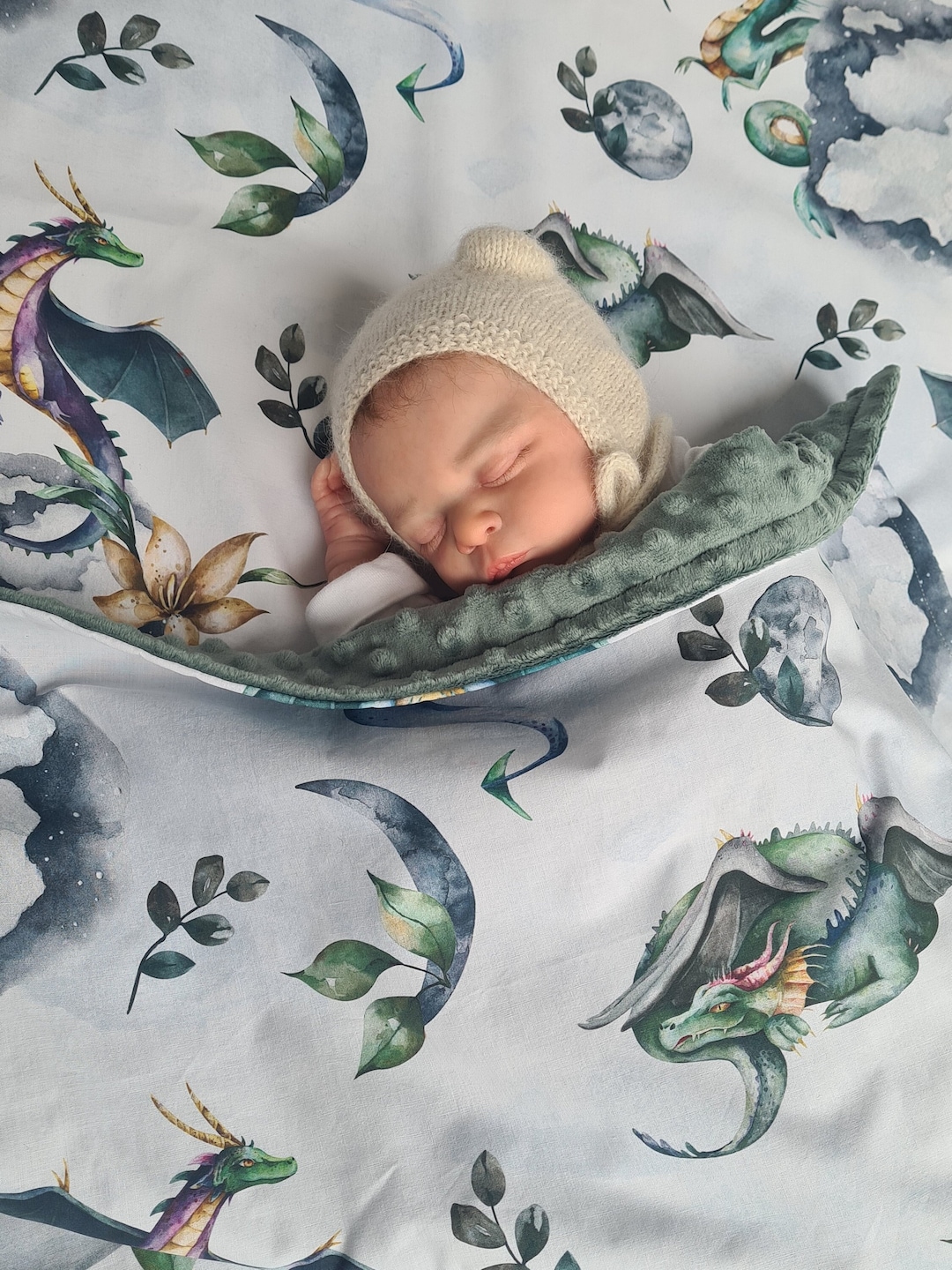 Dragons Personalized Baby Blanket, Dragon Baby Shower Gift, Cotton Minky Baby Boy Blanket ...