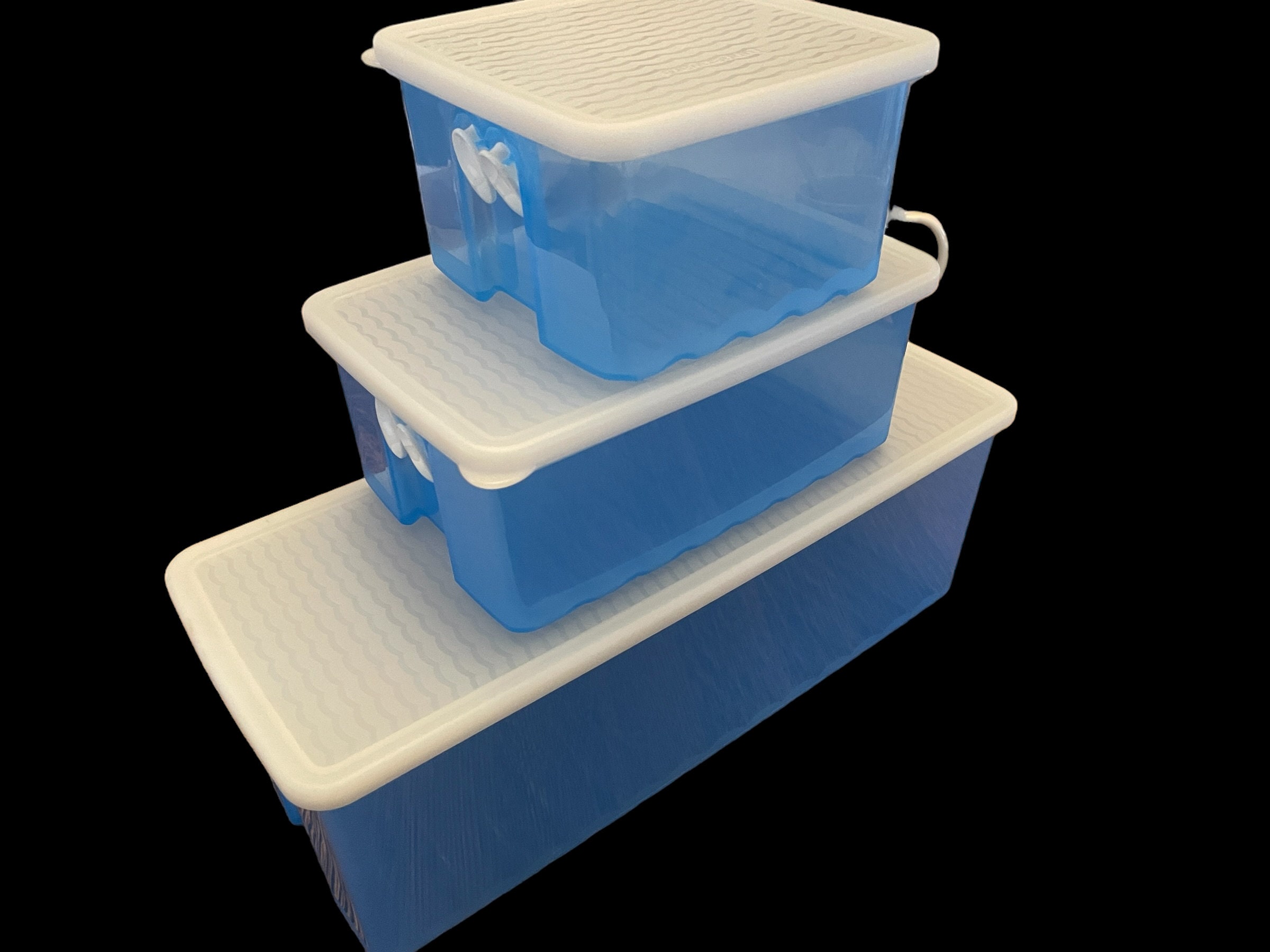 Set of 3 Blue Tupperware Fridgesmart Produce Rectangular Fruit and ...