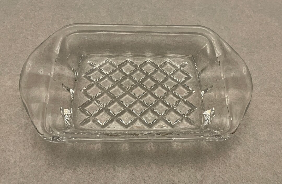Vintage Clear Cut Glass Diamond Pattern Plate/nut Bowl/butter Dish, 4 ...