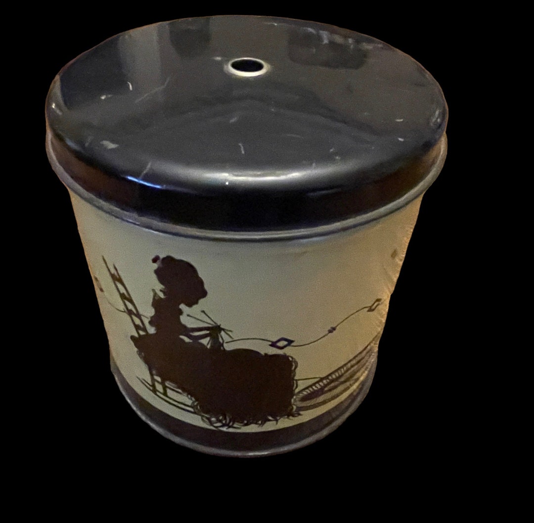 Vintage String Holder Tin Container With Lid/cover, 4-1/4" Tall X 4 ...