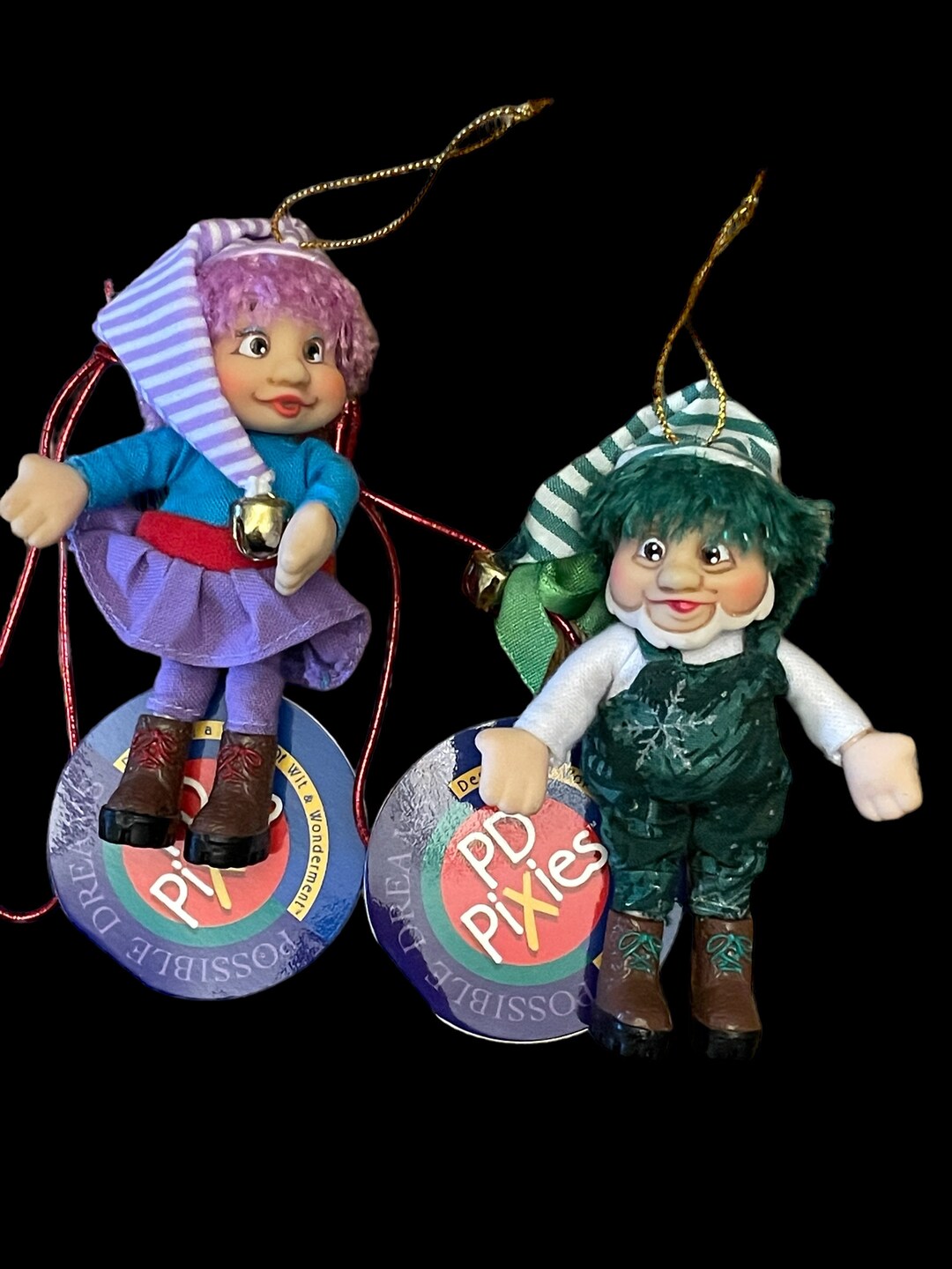Pair of 2 Rare Possible Dreams PD Pixies Ornaments: Patricia & Mickey ...